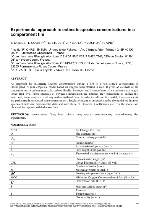 Experimental Approach To Estimate Species Concentrations In A Compartment Fire