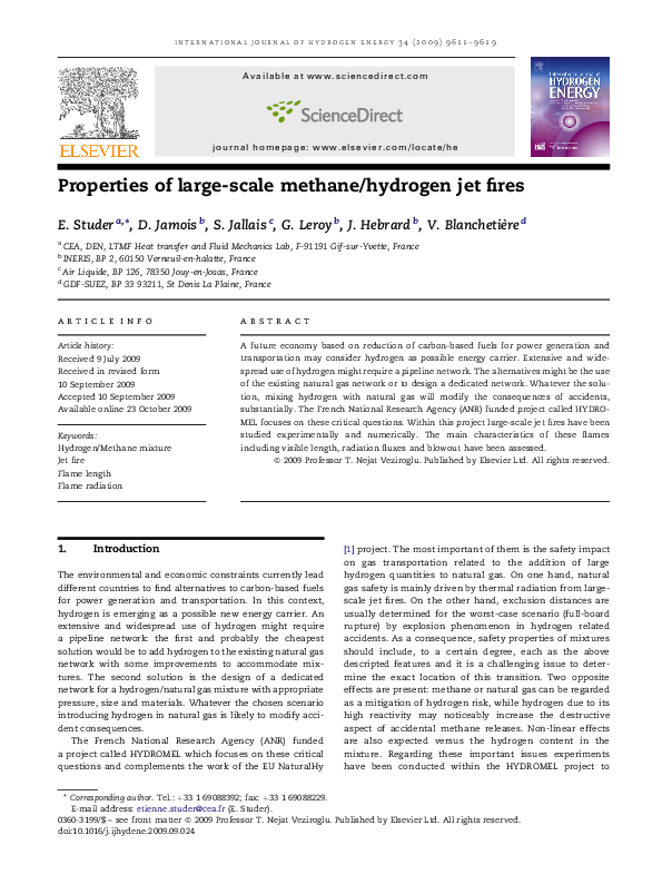 (PDF) Properties of large-scale methane/hydrogen jet fires