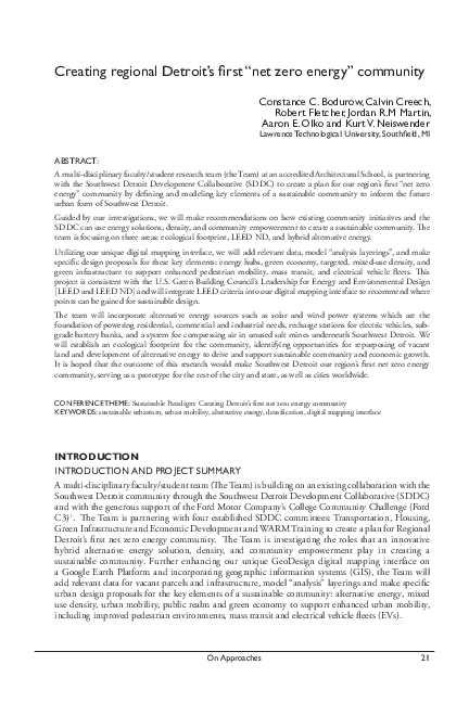 (PDF) Creating regional Detroit’s first “net zero energy” community ...