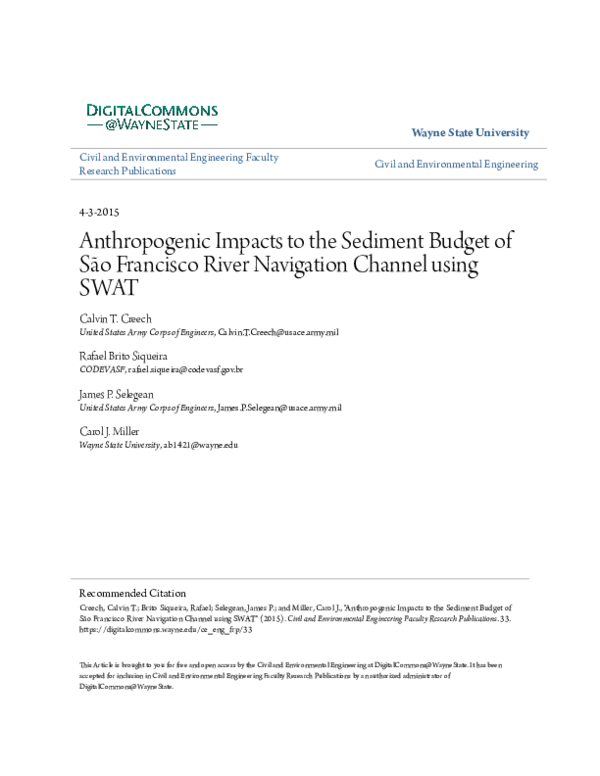 (PDF) Anthropogenic impacts to the sediment budget of São Francisco ...