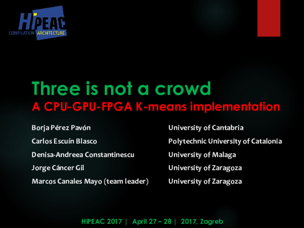 (PDF) Three is not a crowd: ACPU-GPU-FPGA K-means implementation