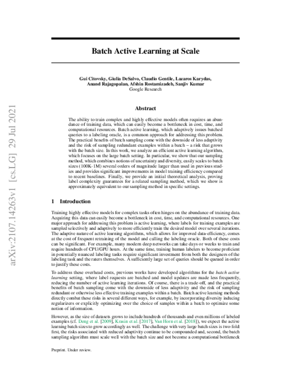 (PDF) Batch Active Learning at Scale
