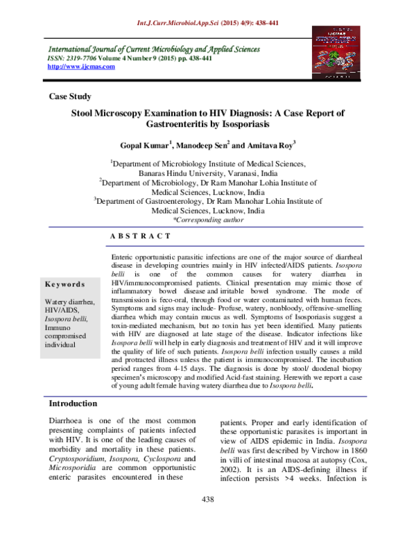 (PDF) Stool Microscopy Examination to HIV Diagnosis: A Case Report of ...