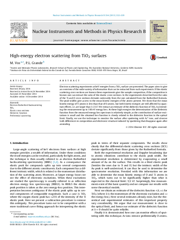 (PDF) High-energy electron scattering from TiO2 surfaces