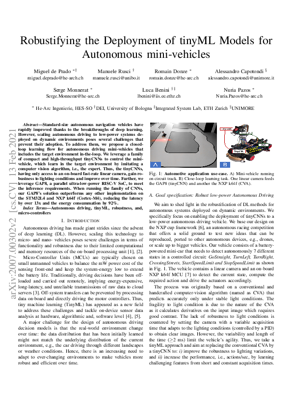 (PDF) Robustifying the Deployment of tinyML Models for Autonomous Mini-Vehicles