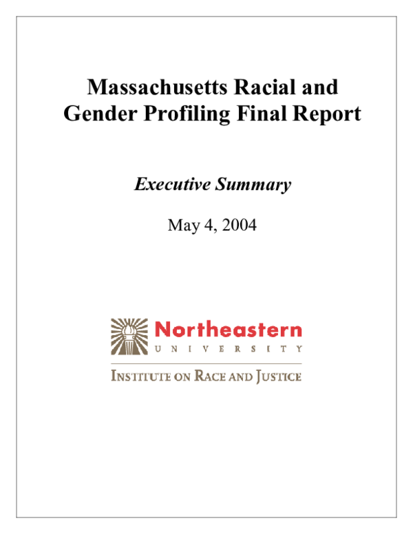 (PDF) Massachusetts racial and gender profiling final report: executive ...