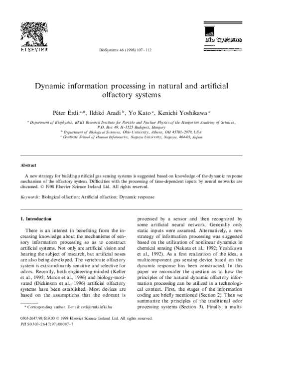 Pdf Dynamic Information Processing In Natural And Artificial Olfactory Systems Ildiko Aradi