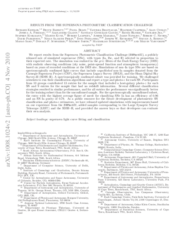 (PDF) Results from the Supernova Photometric Classification Challenge | Ninan Sajeeth Philip ...