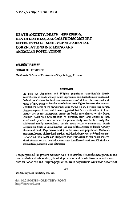 (PDF) Death Anxiety, Death Depression, Death Distress, and Death ...