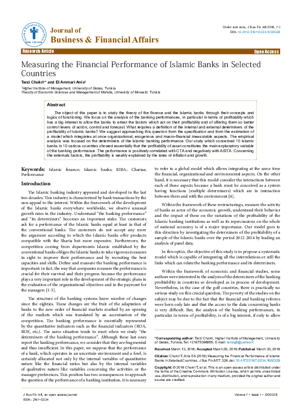 (PDF) Measuring the Financial Performance of Islamic Banks in Selected ...