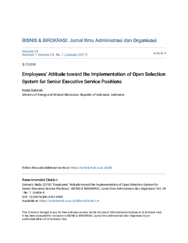 (PDF) Employees’ Attitude toward the Implementation of Open Selection ...