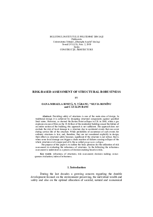 (PDF) Risk-Based Assessment of Structural Robustness