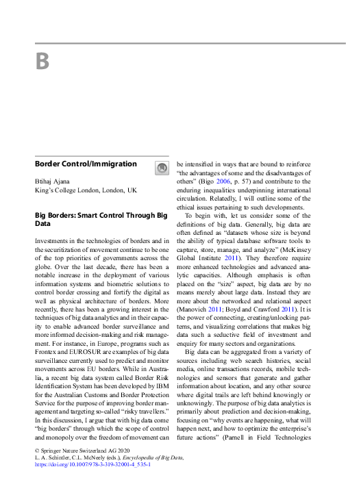 (PDF) Border Control/Immigration