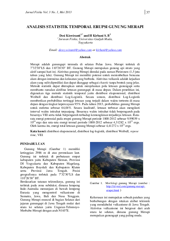 (PDF) Analisis Statistik Temporal Erupsi Gunung Merapi