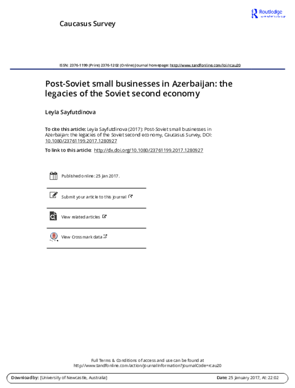 (PDF) Post-Soviet small businesses in Azerbaijan: the legacies of the ...