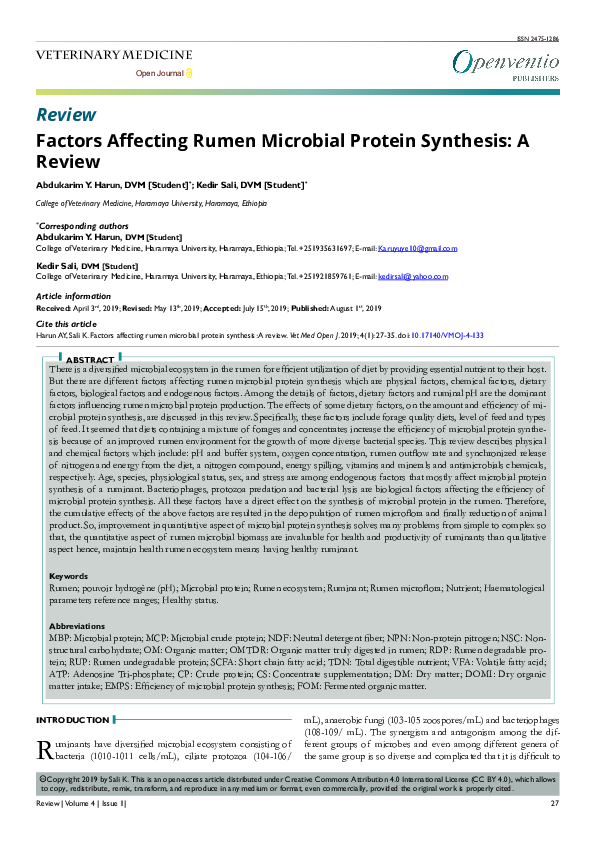 (PDF) Factors Affecting Rumen Microbial Protein Synthesis: A Review