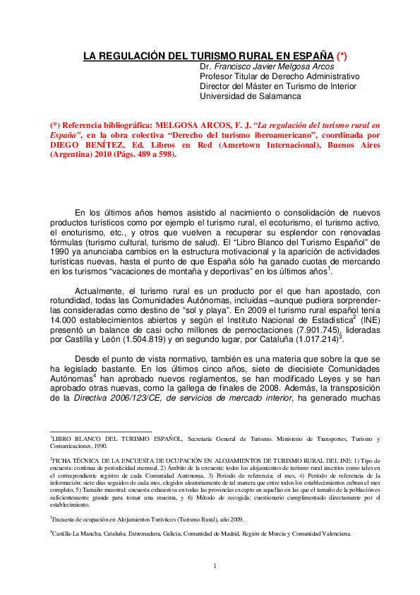 (PDF) La regulación del turismo rural en España | Merrick Bobb ...
