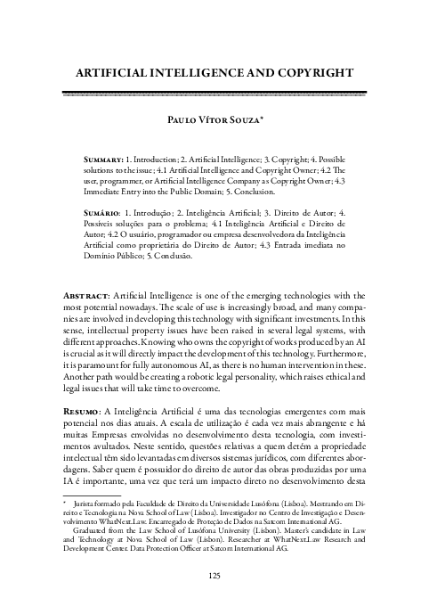 (PDF) Artificial Intelligence and Copyright