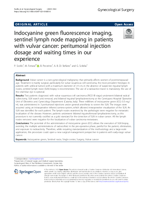 (PDF) Indocyanine green fluorescence imaging, sentinel lymph node ...