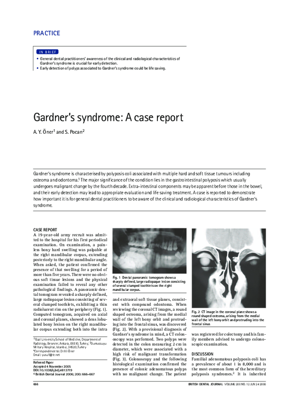 (PDF) Gardner's syndrome: A case report