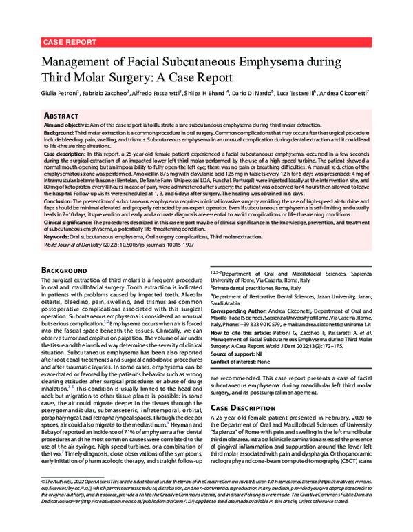 (PDF) Management of Facial Subcutaneous Emphysema during Third Molar ...