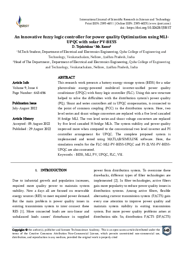 Pdf An Innovative Fuzzy Logic Controller For Power Quality
