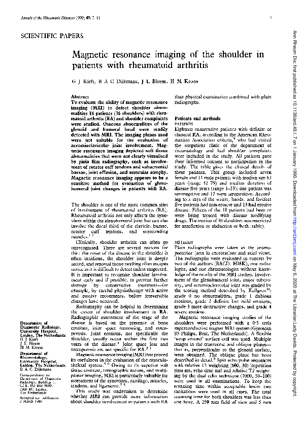 (PDF) Magnetic resonance imaging of the shoulder in patients with ...