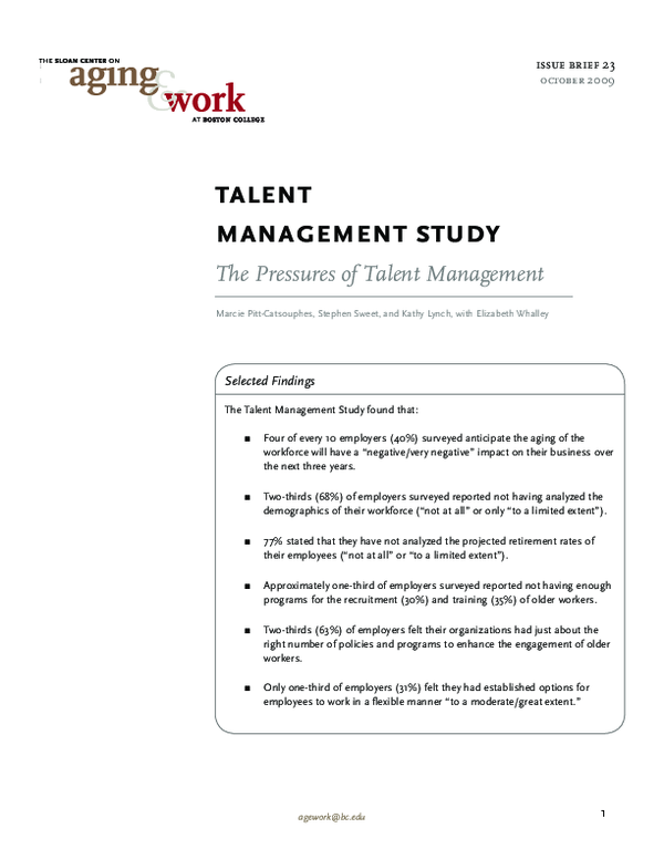(PDF) Talent management study: The pressures of talent management