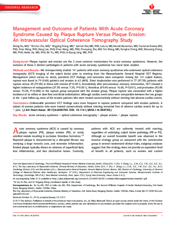 (PDF) Management and Outcome of Patients With Acute Coronary Syndrome ...