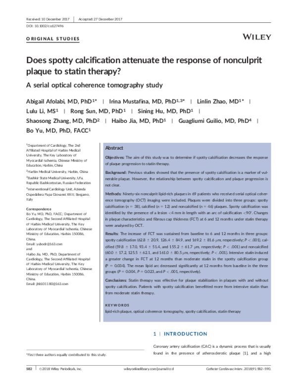 (PDF) Does spotty calcification attenuate the response of nonculprit ...