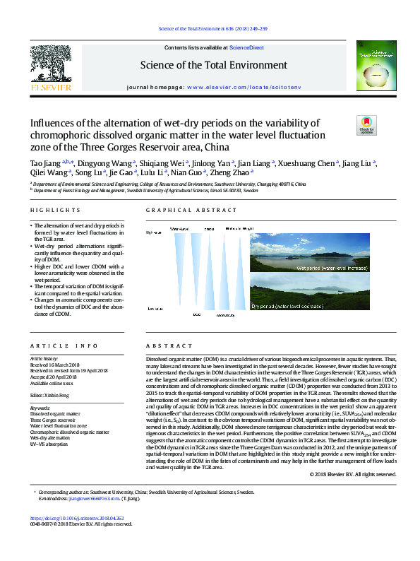 (PDF) Influences of the alternation of wet-dry periods on the variability of chromophoric ...