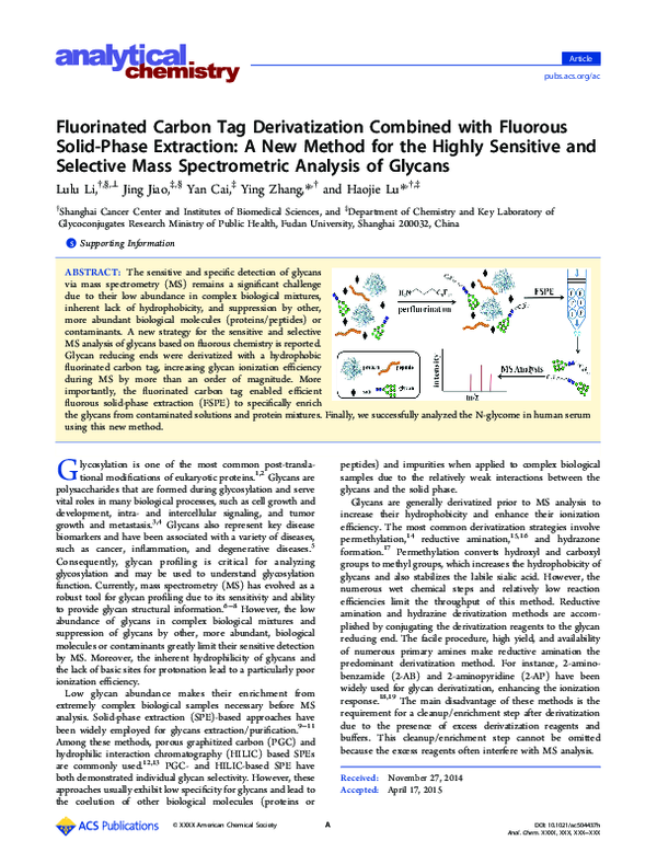 (PDF) Fluorinated carbon tag derivatization combined with fluorous ...