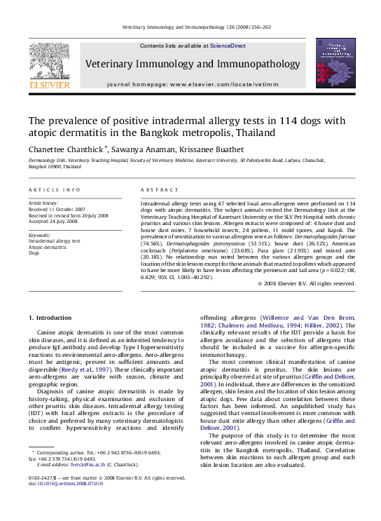 (PDF) The prevalence of positive intradermal allergy tests in 114 dogs ...