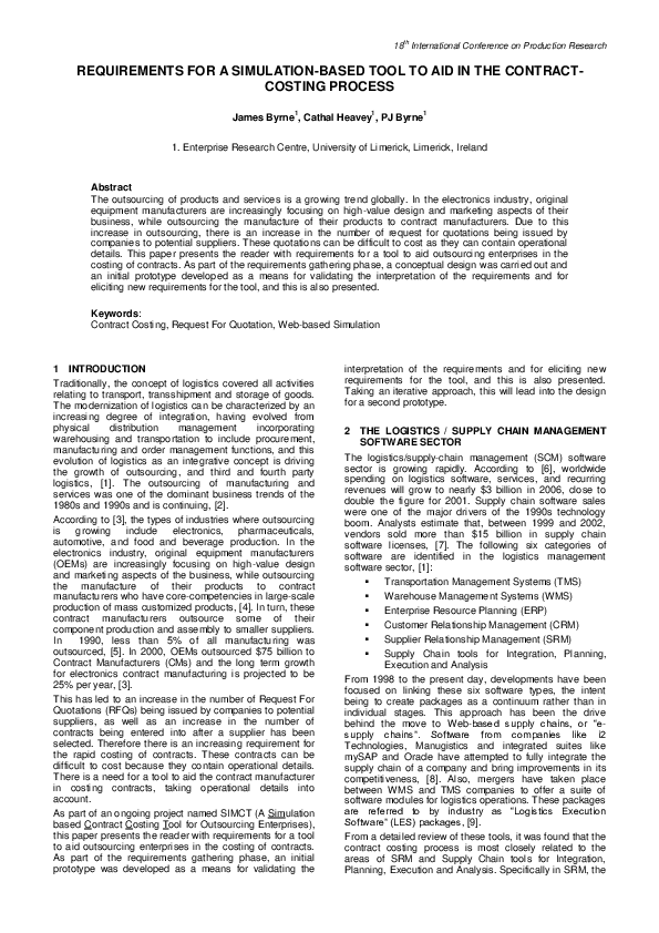 (PDF) Requirements for a Simulation Based Tool to Aid in the Contract ...
