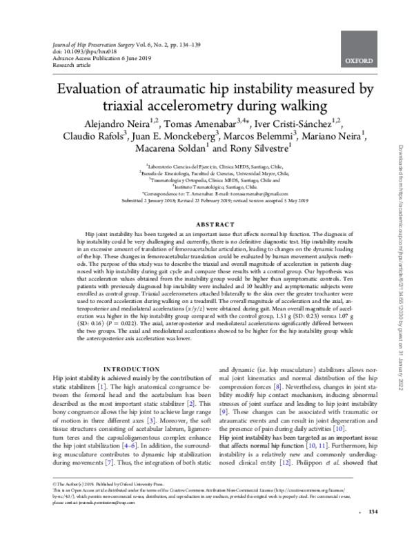 (PDF) Evaluation of atraumatic hip instability measured by triaxial accelerometry during walking