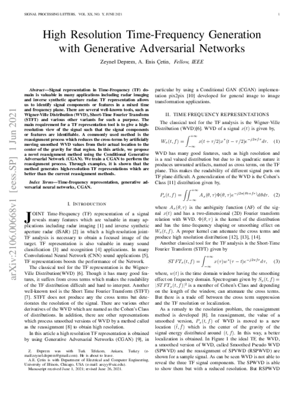 (PDF) High Resolution Time-Frequency Generation with Generative ...