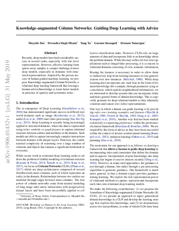 (PDF) Knowledge-Augmented Networks for Deep Learning