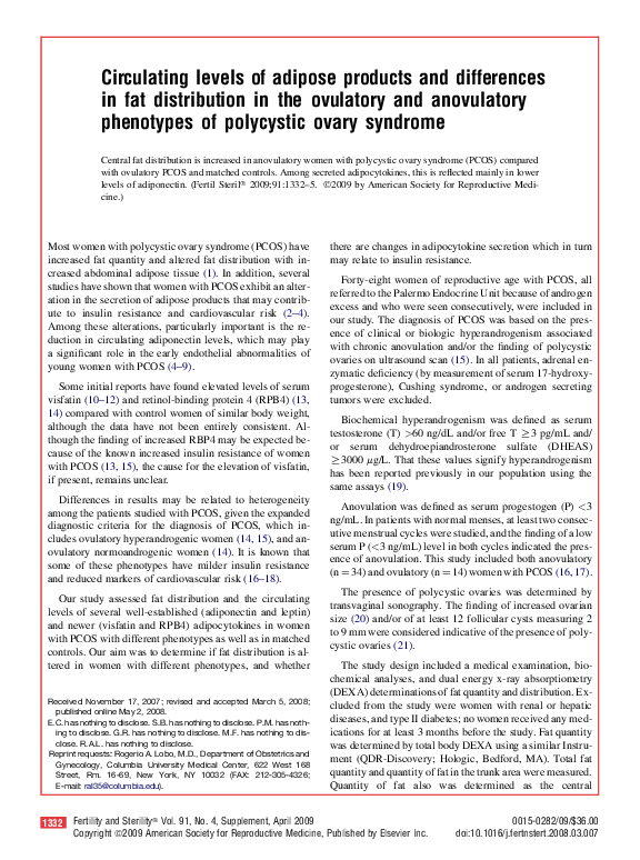 (PDF) Circulating levels of adipose products and differences in fat ...
