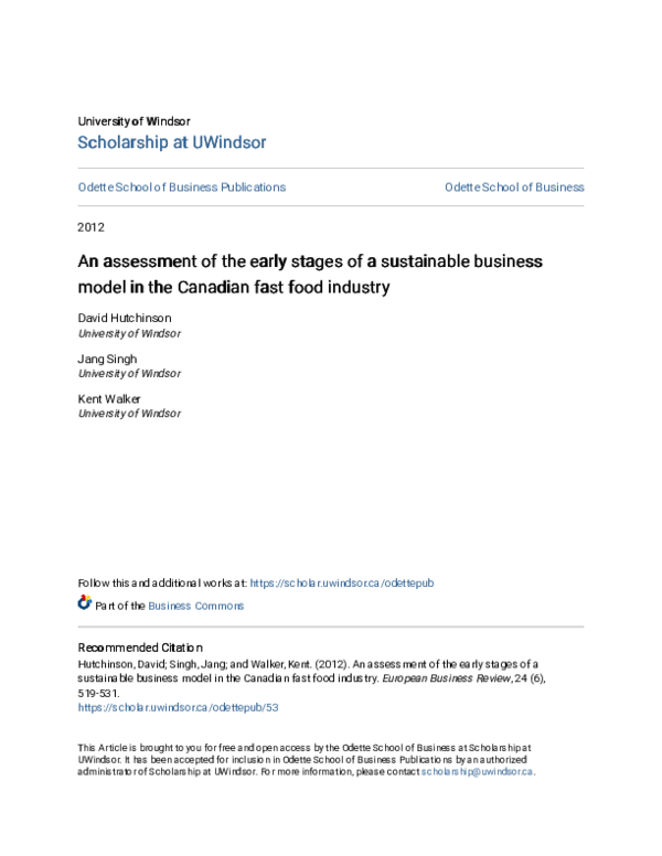 (PDF) An assessment of the early stages of a sustainable business model ...