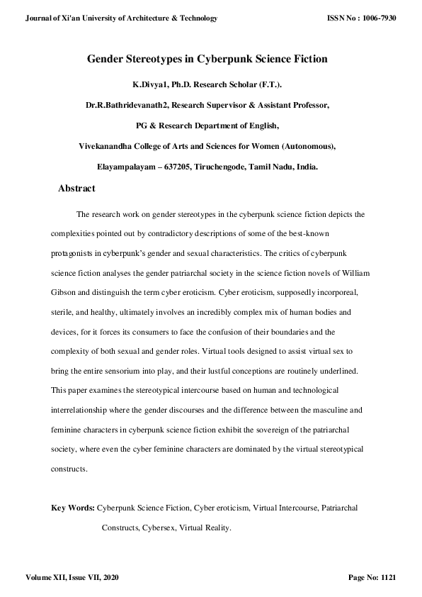 (PDF) Gender Stereotypes in Cyberpunk Science Fiction