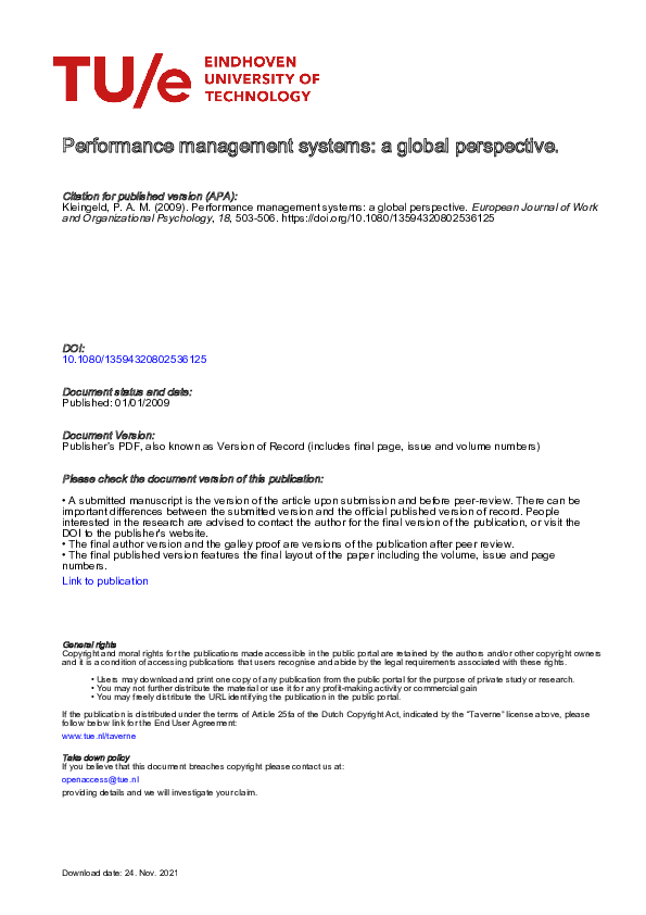 (PDF) Performance Management Systems