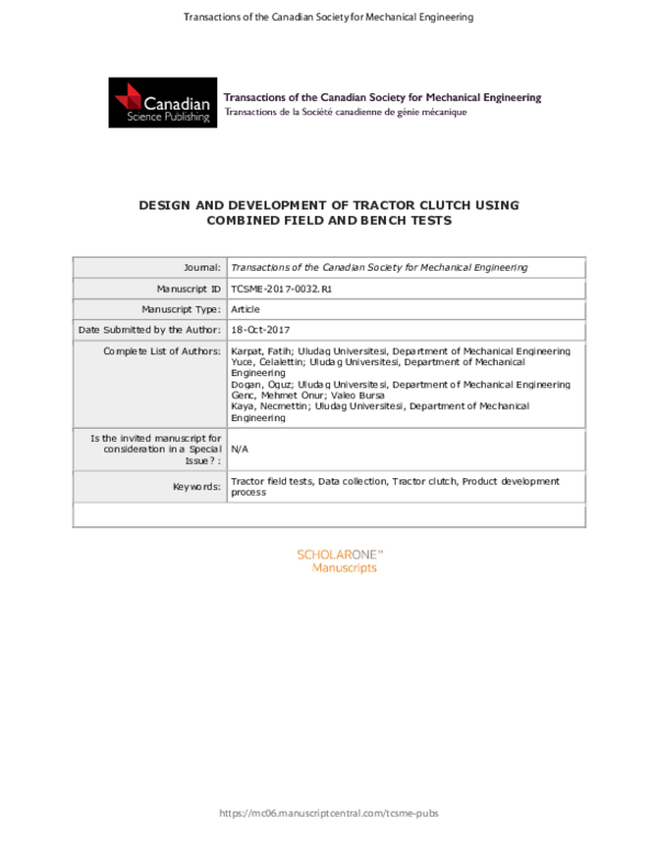(PDF) Design and development of tractor clutch using combined field and ...