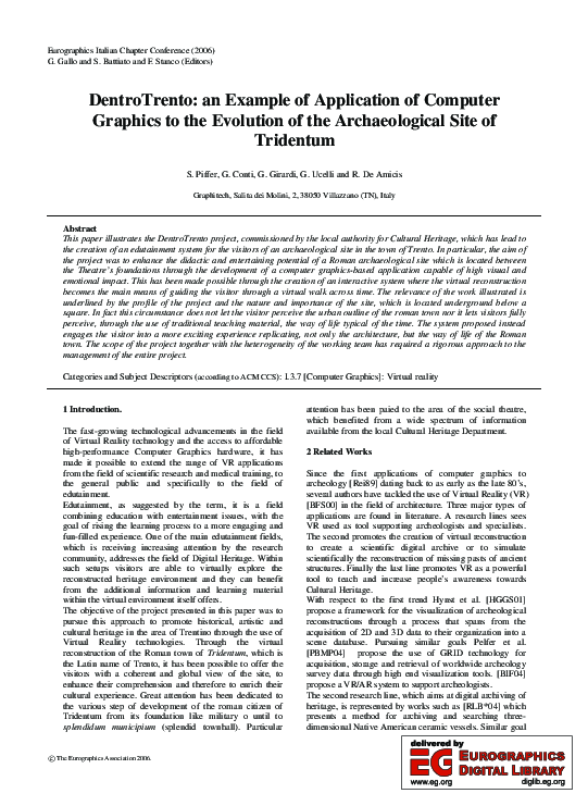 (PDF) DentroTrento: an Example of Application of Computer Graphics to the Evolution of the ...