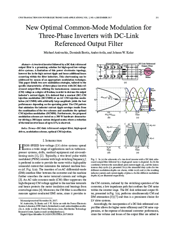 (PDF) New Optimal Common-Mode Modulation for Three-Phase Inverters with ...