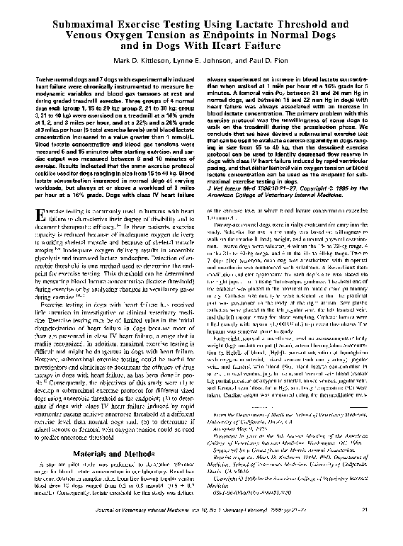 (PDF) Submaximal Exercise Testing Using Lactate Threshold and Venous ...