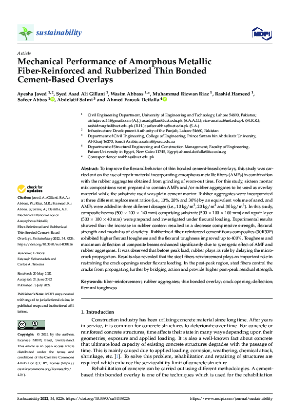 (PDF) Mechanical Performance of Amorphous Metallic Fiber-Reinforced and ...