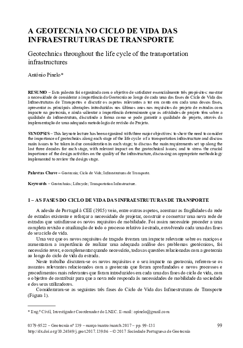 (PDF) Geotechnics throughout the life cycle of the transportation ...