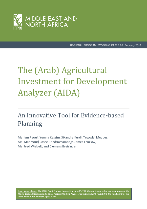 (PDF) The (Arab) Agricultural Investment for Development Analyzer (AIDA): An innovative tool for ...