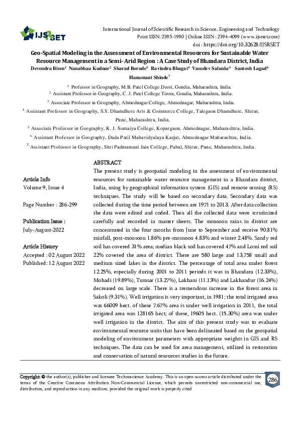 Pdf Geospatial Modeling For Water Resource Management