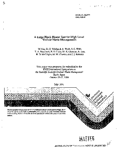 (PDF) A Large Block Heater Test for High Level Nuclear Waste Management ...